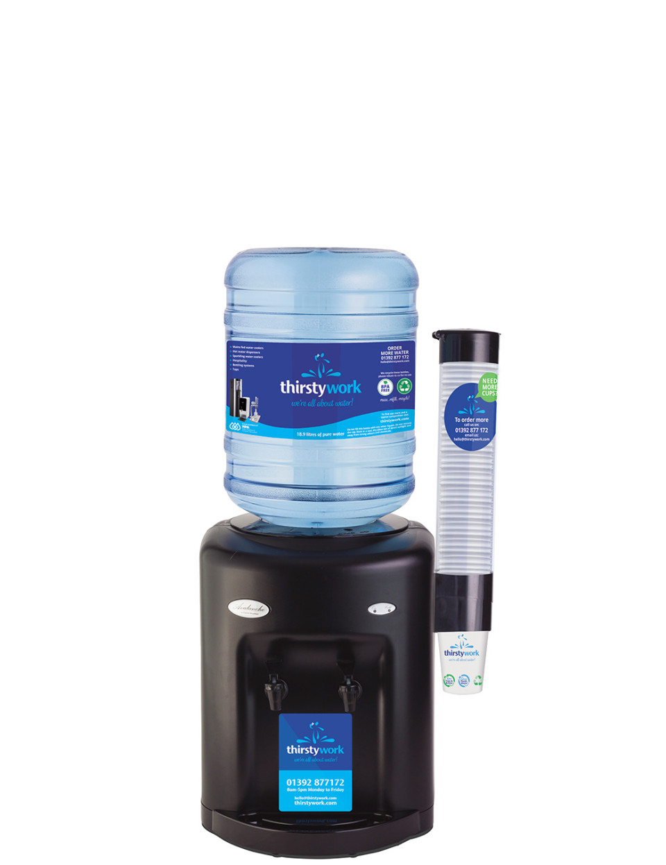 Black Avalanche Countertop Bottled Water Cooler | Thirsty Work