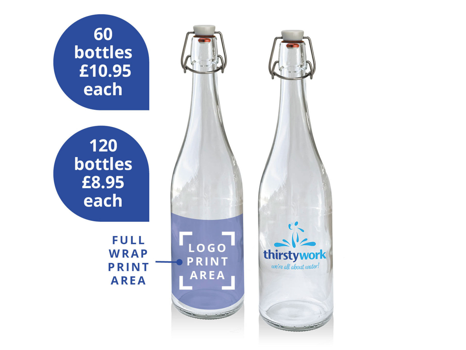 Flip Top 750ml Branded Glass Bottles
